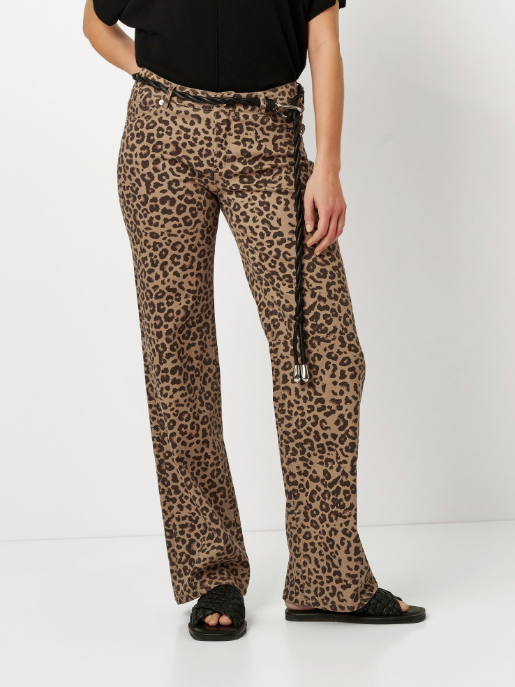 Wide leg with leo print | Style »Ella« brown