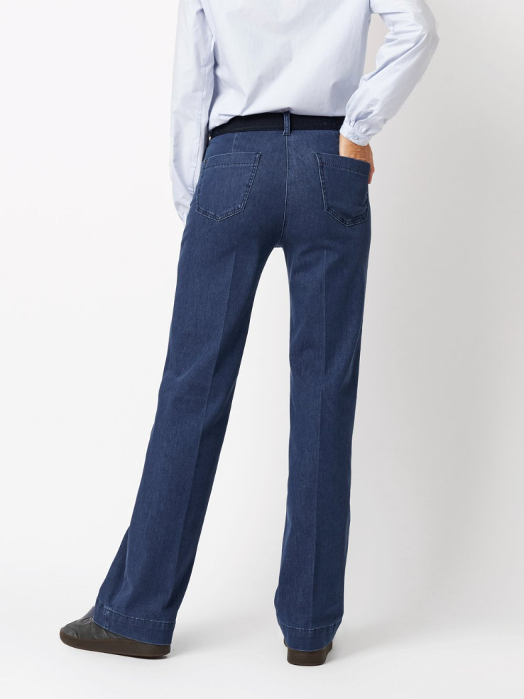 Wide leg jeans with an elastic waistband | Style »Jenny« mid blue