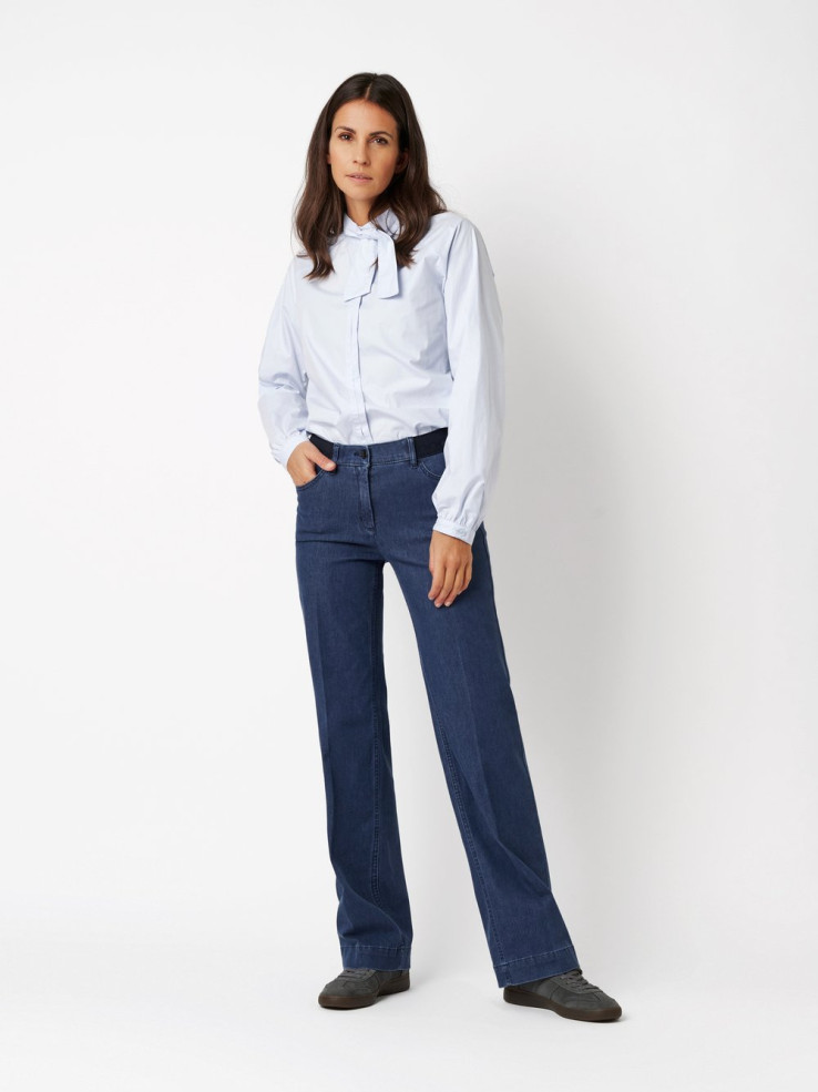 Wide leg jeans with an elastic waistband | Style »Jenny« mid blue